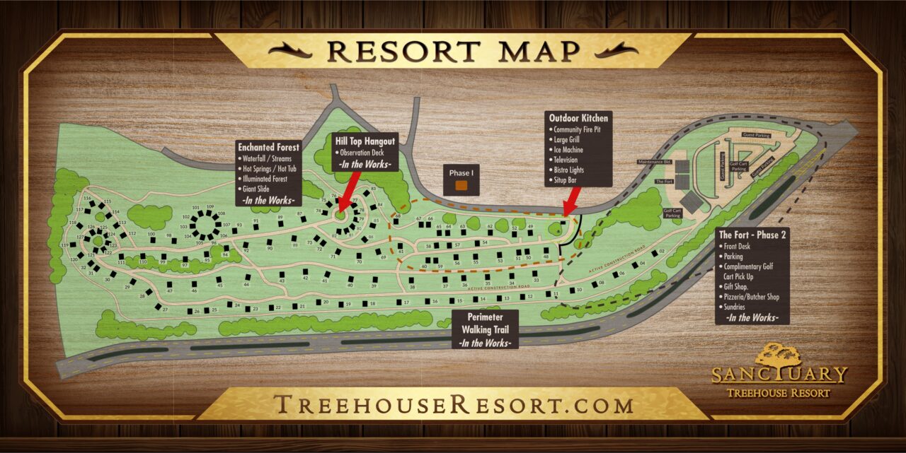 Sanctuary Treehouse Resort Map - Sevierville, TN Treehouses